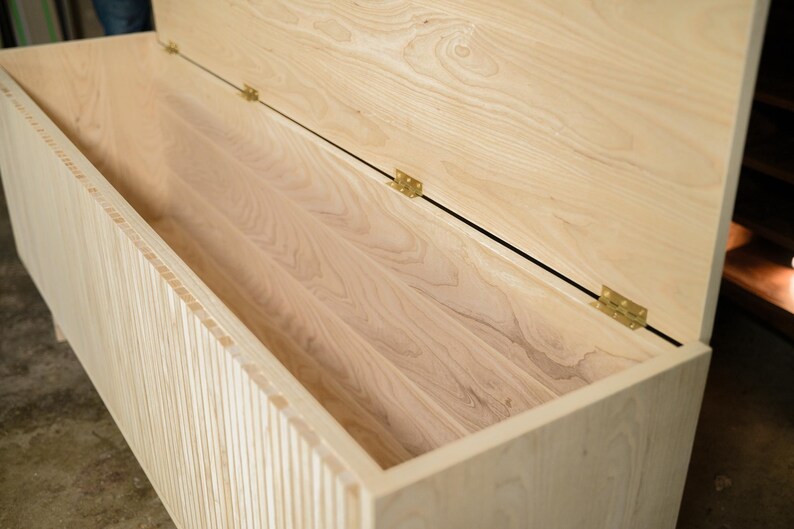 Hardwood Bench With Internal Storage. Mid Century Modern Storage ...