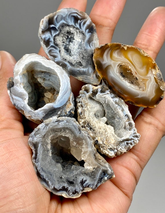 Collection of Mini Agate Geodes Crystal Healing Decor | Etsy