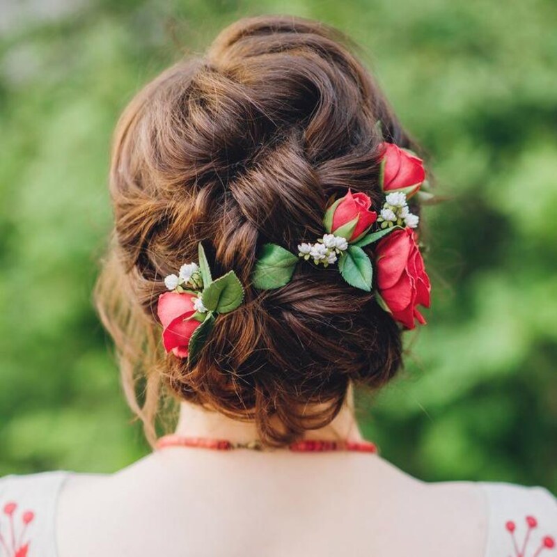 Red Rose Hair Pin - Etsy