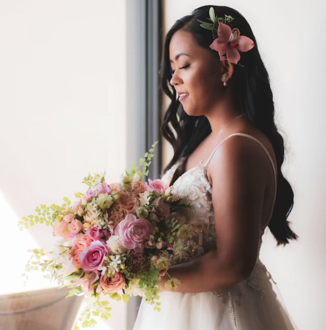 Blush Pink Flower Orchid Hair Comb Tropical Hair Clip Hawaiian - Etsy