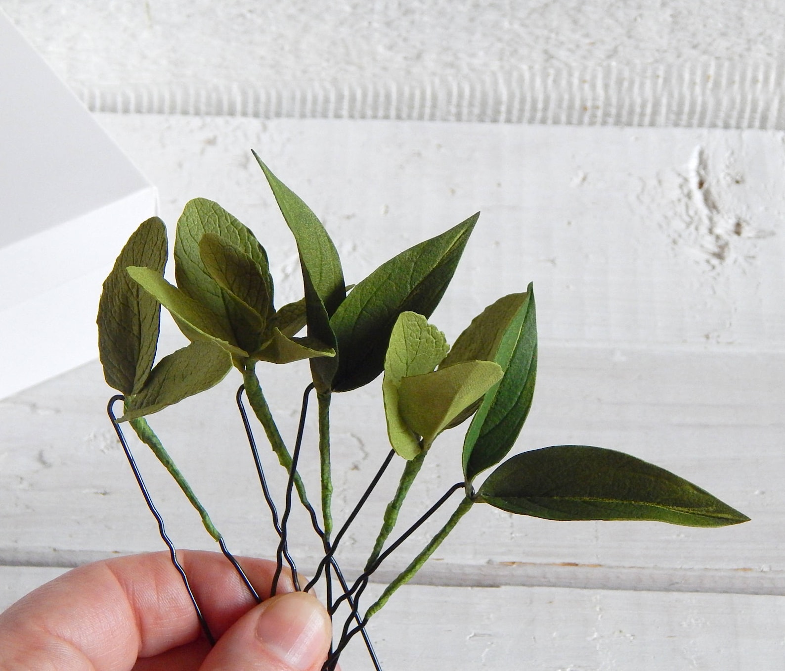 Green Leaf Hair Pins Greenery Wedding Headpiece Bridal Floral Hair ...