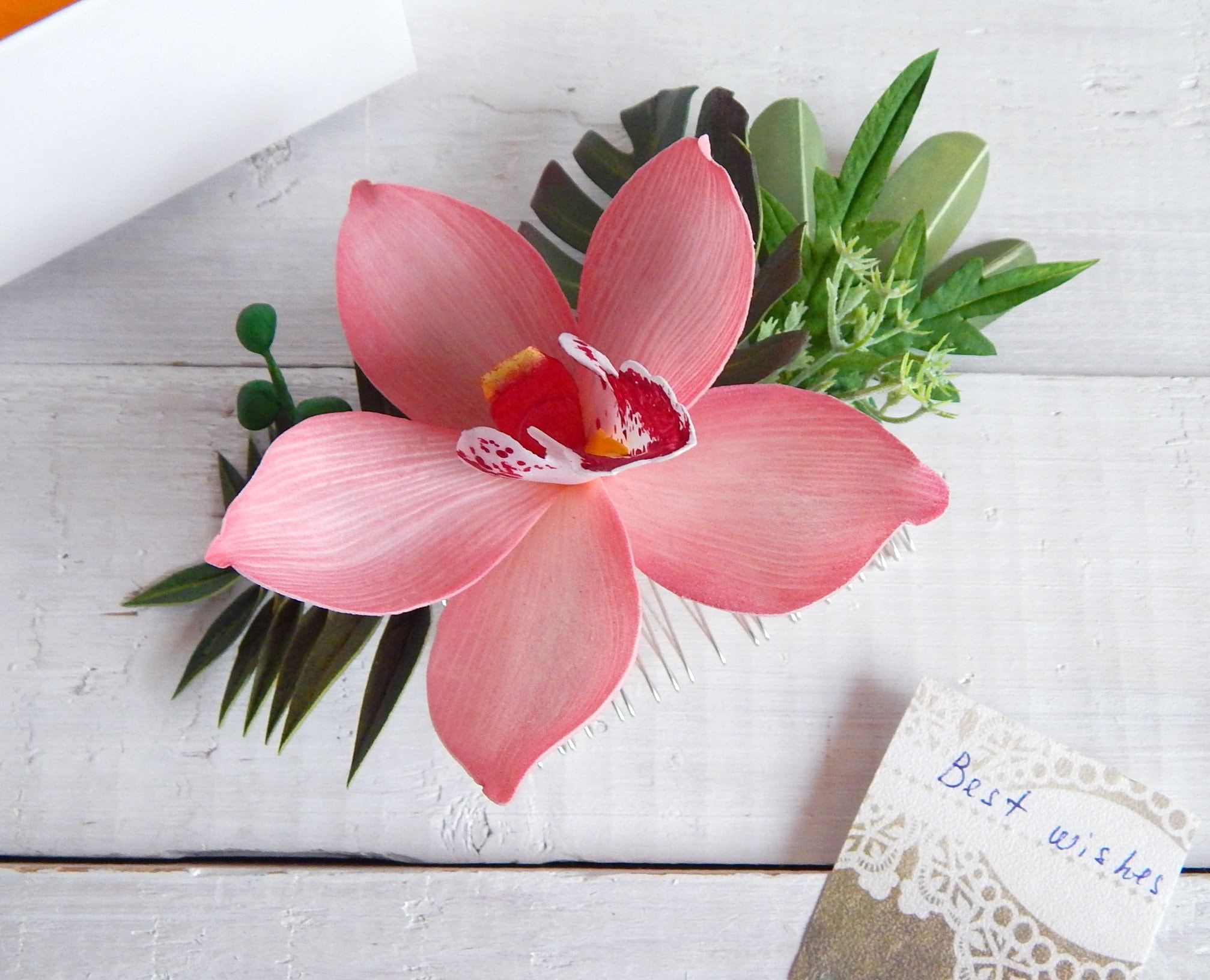 Blush Pink Flower Orchid Hair Comb Orchid Hair Clip Tropical Hair Clip ...