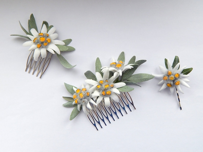White Edelweiss Floral Hair Pin Small Flower Bobby Pin Wedding - Etsy