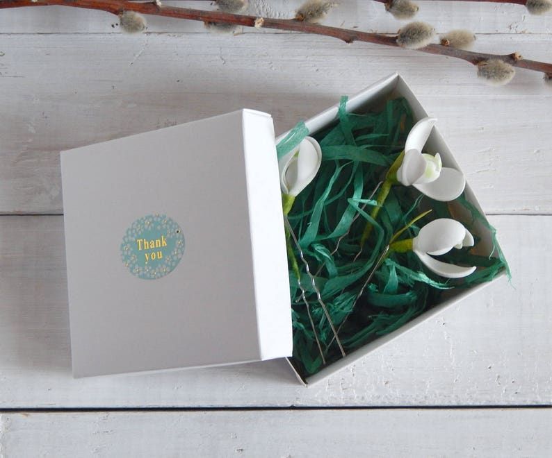 Snowdrop Flower Hair Pins Spring Wedding Hair Flowers Bridal Floral ...