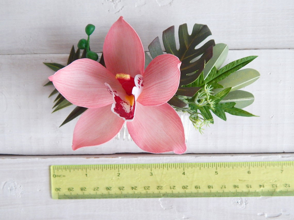 Blush Pink Flower Orchid Hair Comb Tropical Hair Clip Hawaiian - Etsy