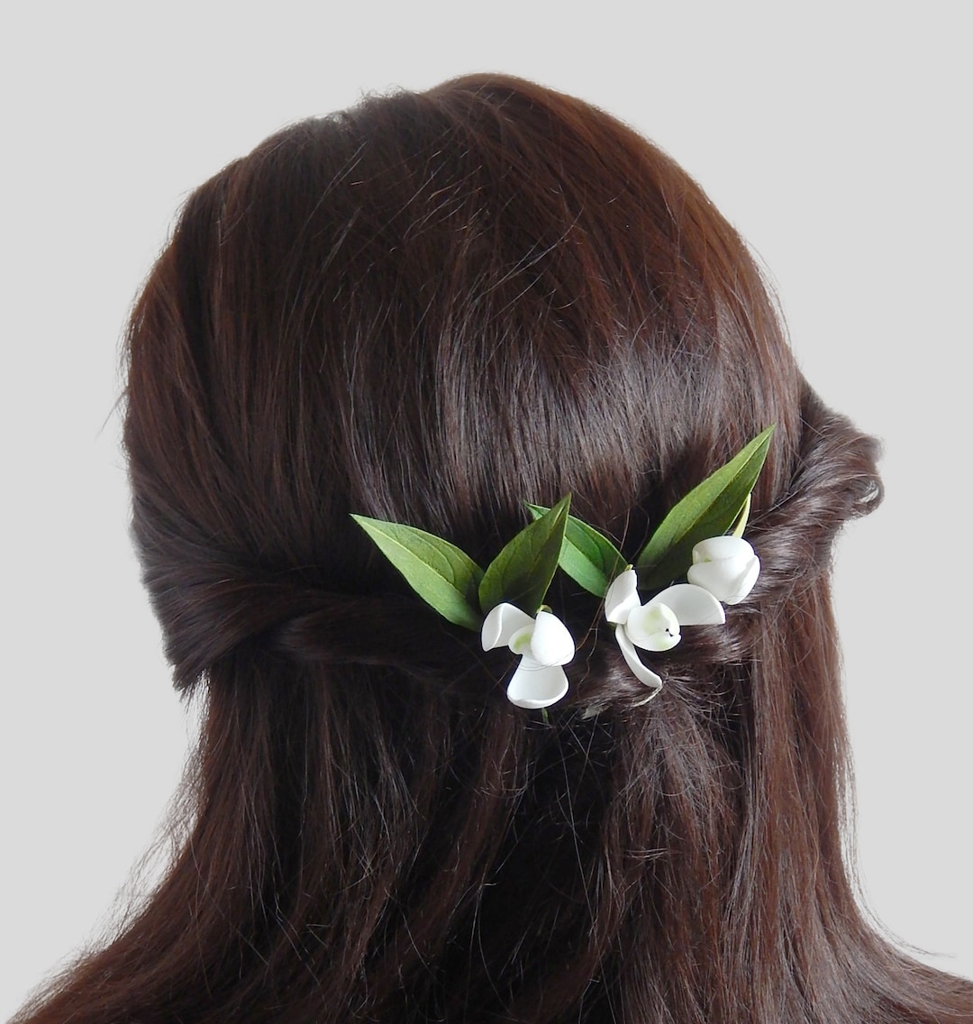 Snowdrop Flower Hair Pins Spring Wedding Hair Flowers Bridal Floral ...