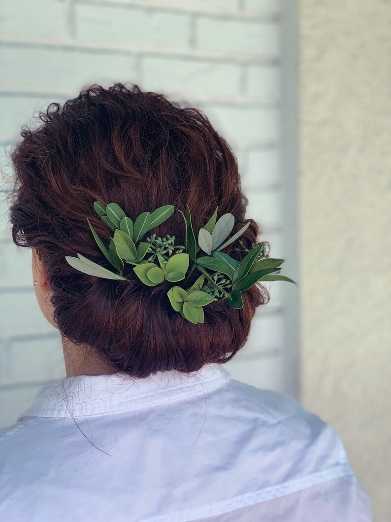Green leaf hair pins Greenery hair piece Wedding headpiece | Etsy