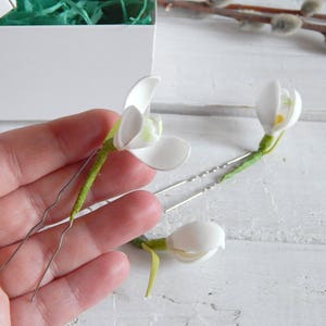 Snowdrop Flower Hair Pins Spring Wedding Hair Flowers Bridal Floral ...
