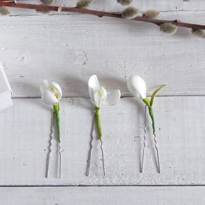 Snowdrop Flower Hair Pins Spring Wedding Hair Flowers Bridal Floral ...