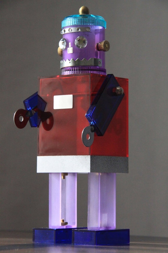 Roundhead Robot With Blue Cap | Etsy