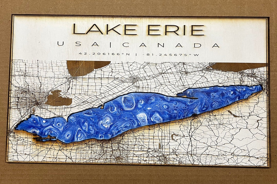 Laser Engraved Lake Erie Map Acrylic Pour - Etsy