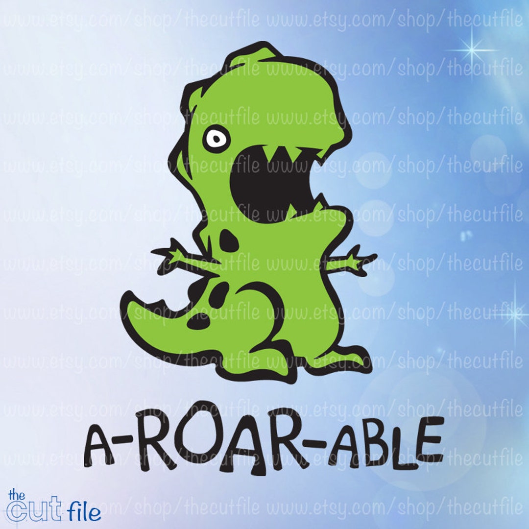 A-roar-able Dinosaur Svg, Cut File for Heat Transfer Vinyl, Silhouette ...