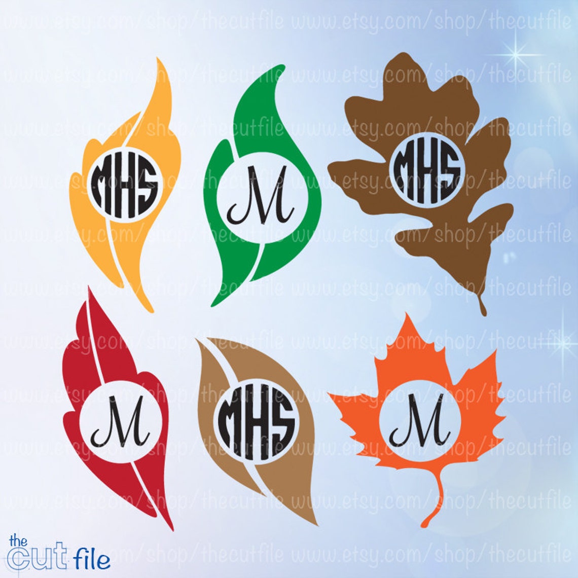 Fall Leaves Svg Monogram Cutting Files Fall Leaves Clip Art - Etsy