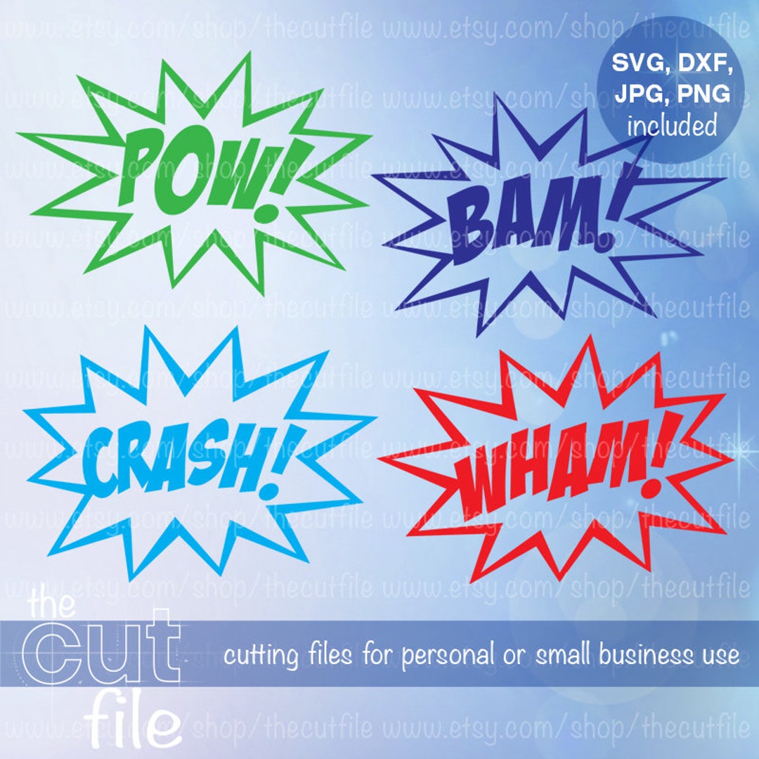 Comic Book Words Svg Superhero Svg Bam Pow Comic Bubble - Etsy