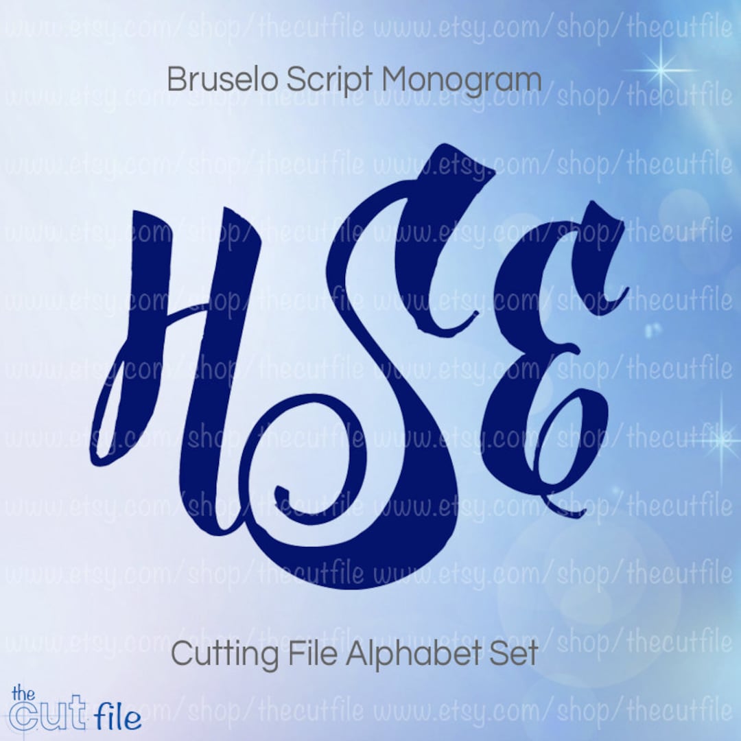 Script Monogram Font Cutting File, Alphabet Cut File Set in Svg Eps Dxf ...