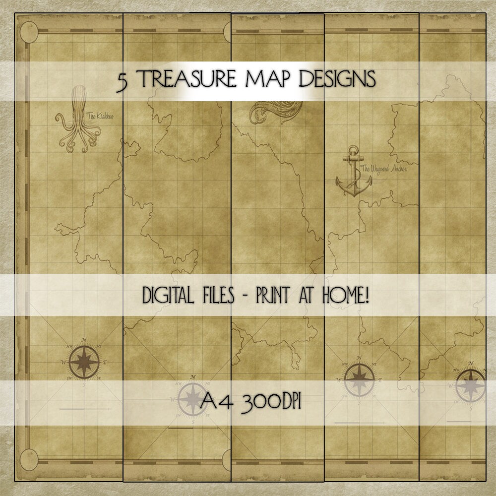 Treasure Maps Blank Old Style Pirate Digital Files Print at Home JPG - Etsy