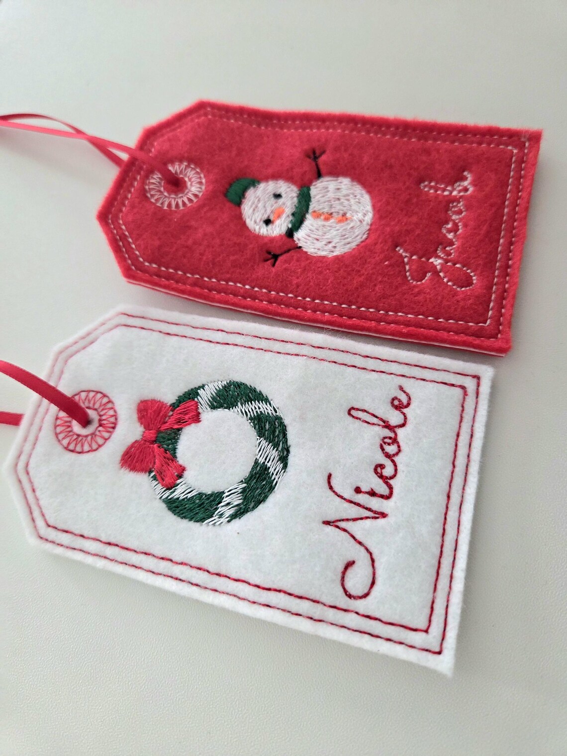 Embroidered Christmas Gift Tag: Personalized Felt Stocking Tag - Etsy