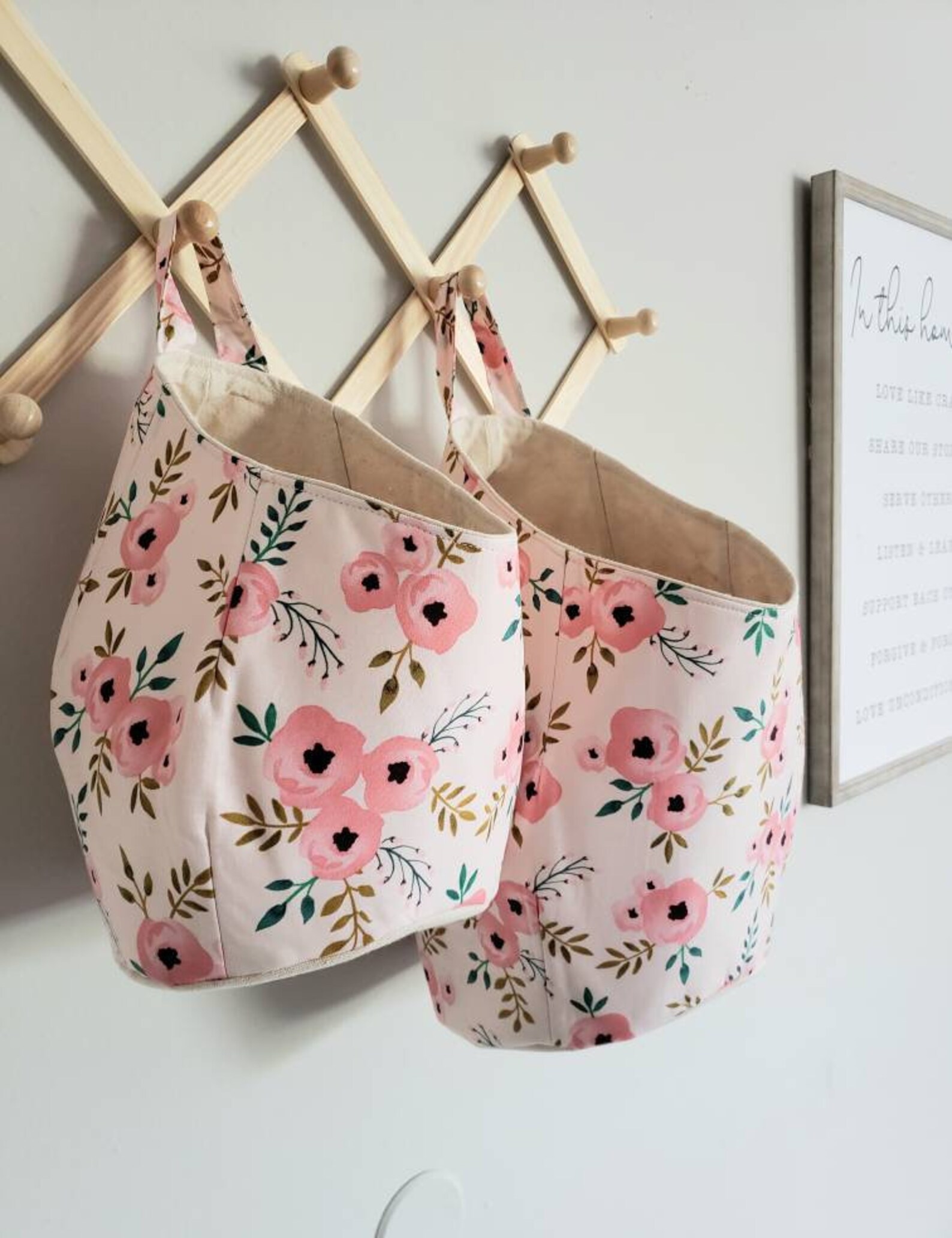 Fabric Storage Pod Hanging Storage Pod Floral Whimsical Storage Pod ...
