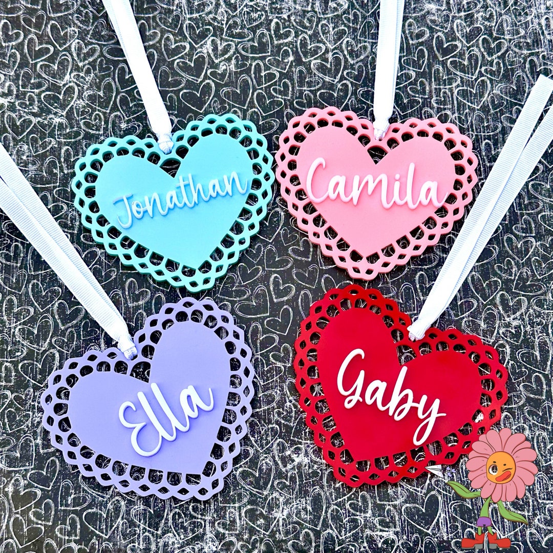 Valentine Gift Tag, Heart Gift Tag, Acrylic Gift Tag, Valentine Tag ...