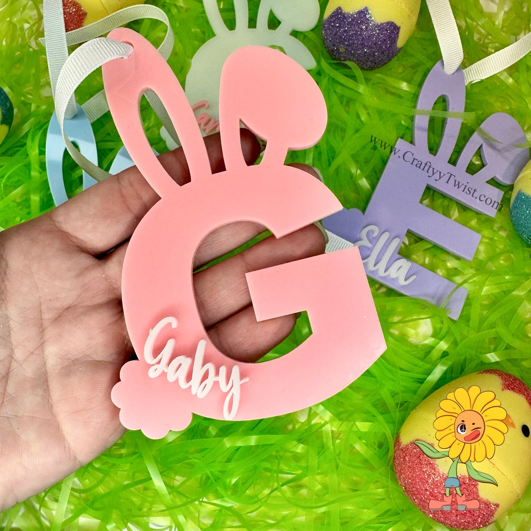 Easter Gift Tag, Letter Gift Tag, Acrylic Gift Tag, Bunny Letter Tag ...