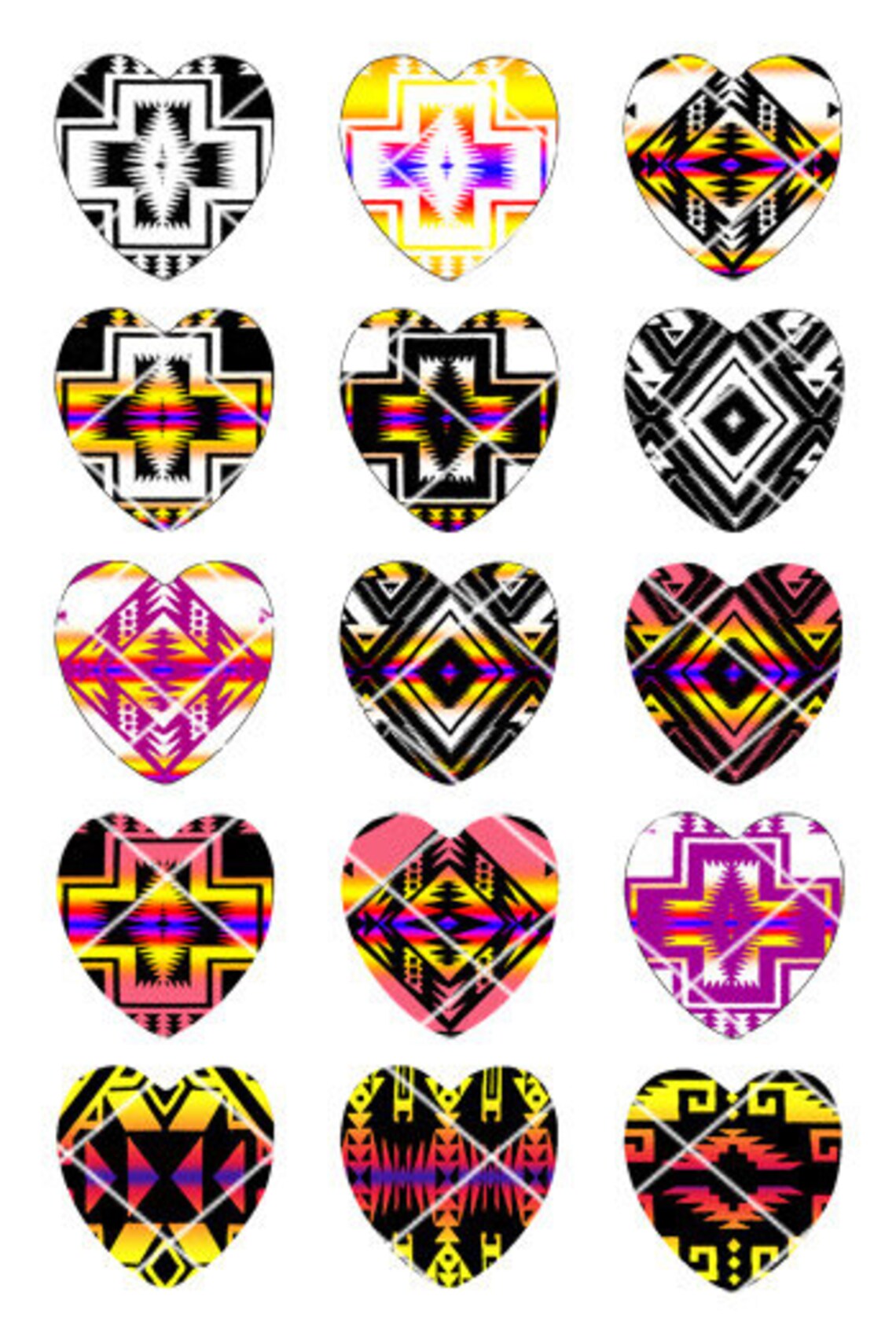 1 Heart Navajo American Tribal Patterns for Epoxy or - Etsy