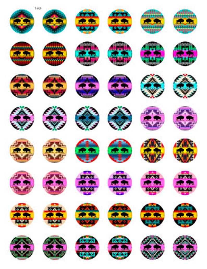 24 Paired 1 Round Native American Designs With Buffalo - Etsy