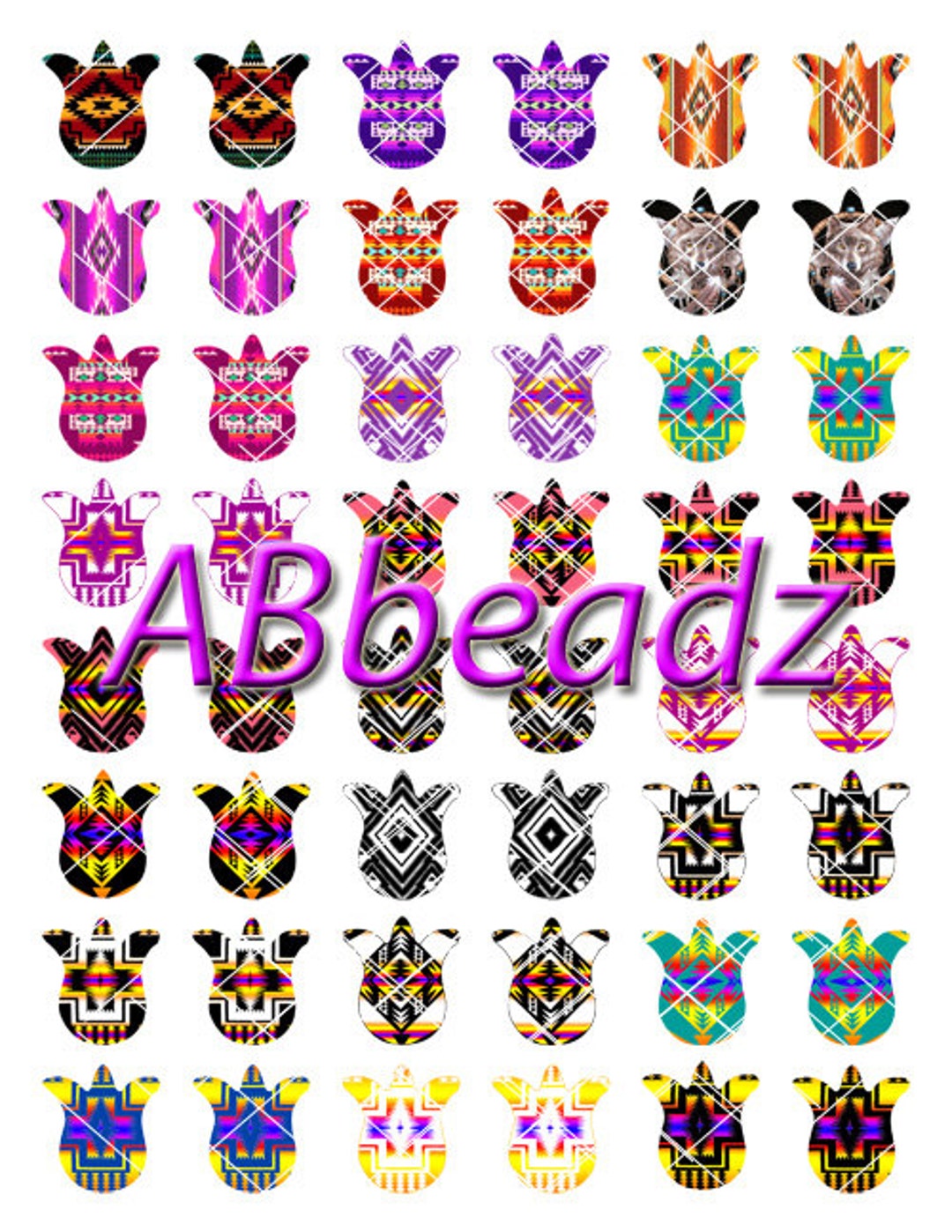 Tulip Art W/ Native American Backgrounds Collage Sheet 4 DIGITAL ...