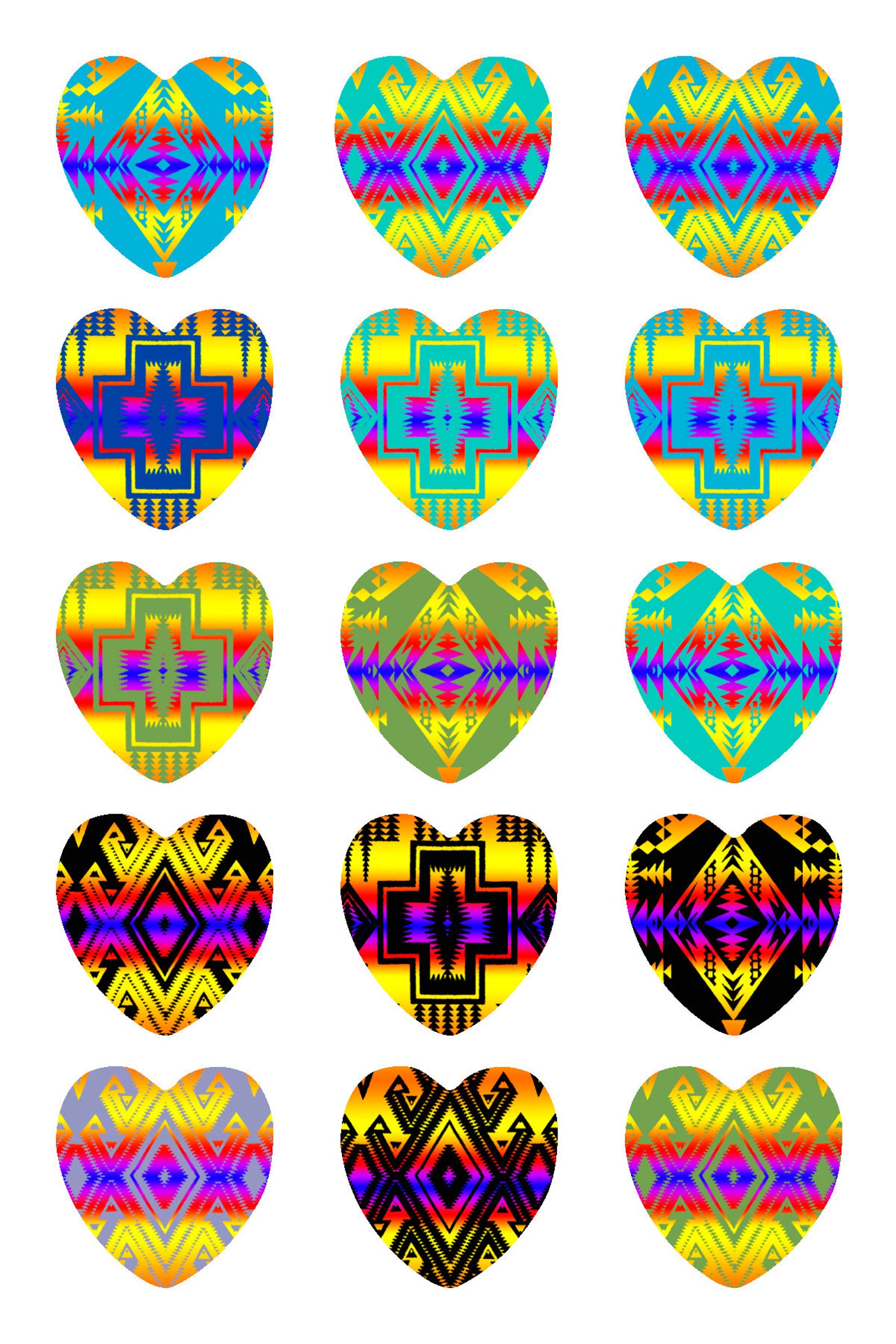 1 Heart Navajo American Tribal Patterns for Epoxy or | Etsy