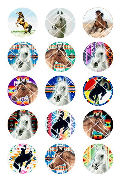 30 Mirrored Pairs 1 Inch Round Horses on Native American | Etsy