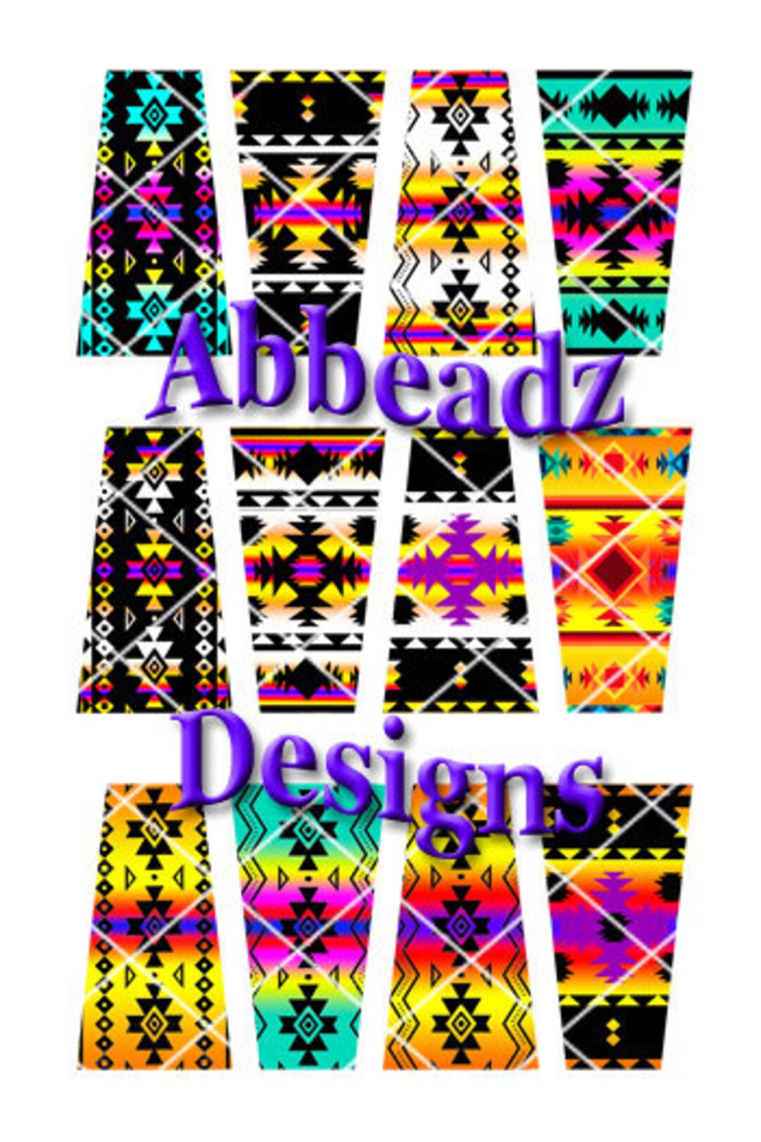 24 Native American Inspired Trapezoid Collage Sheet Rich Vibrant Colors ...