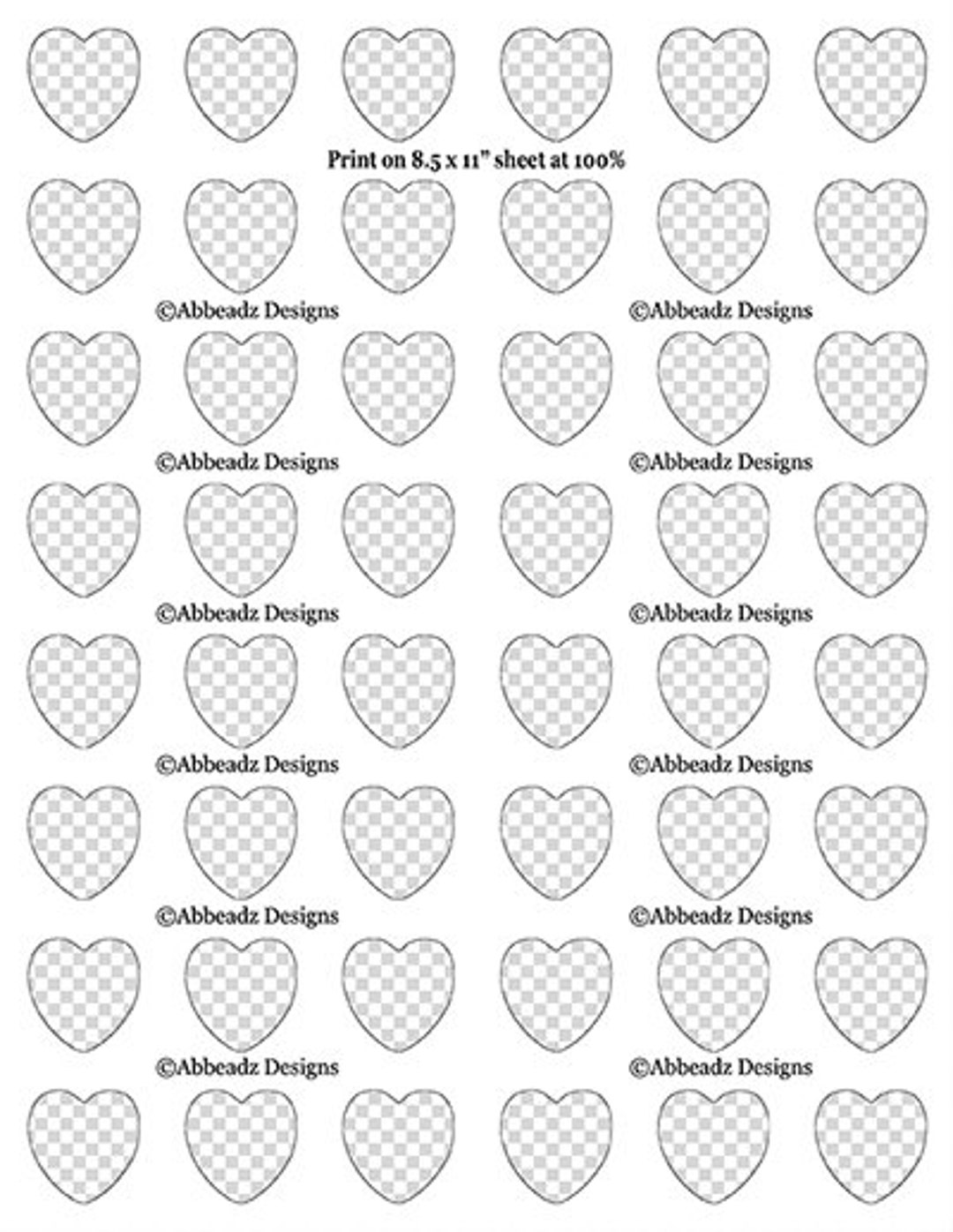 1 Inch Heart Collage Sheet Template 8.5x11in - Match to Our Epoxy ...