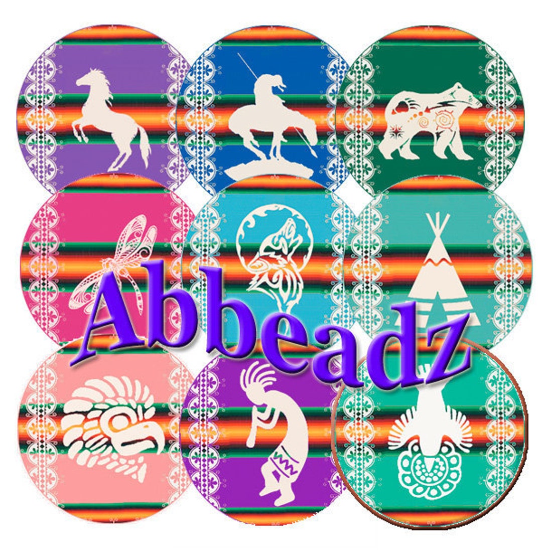 26 - 2 Inch Round Paired Native American Colors Digital Images DIGITAL ...