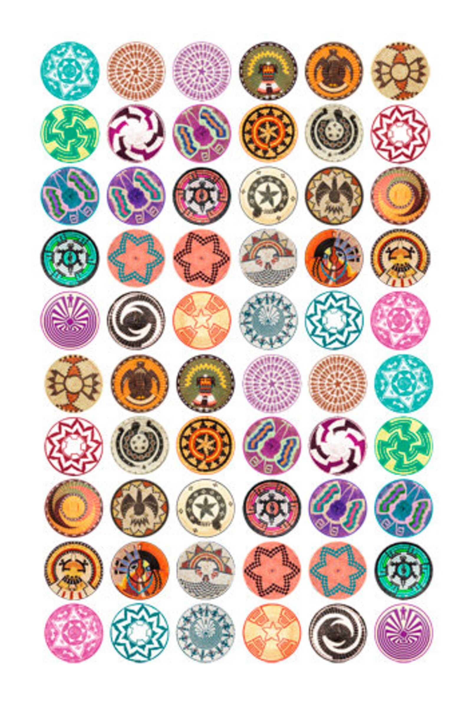 30 Colorful Pima / Hopi Basket Designs 4x6 1/2 Round | Etsy