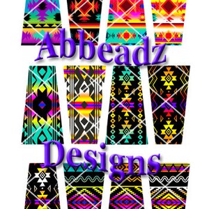 24 Native American Inspired Trapezoid Collage Sheet Rich Vibrant Colors ...