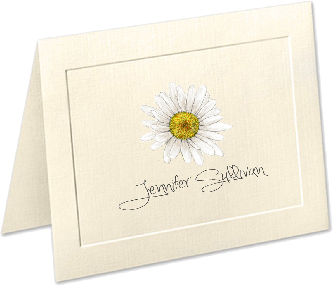 Daisy Stationery Embossed Panel Personalized Stationery - Etsy