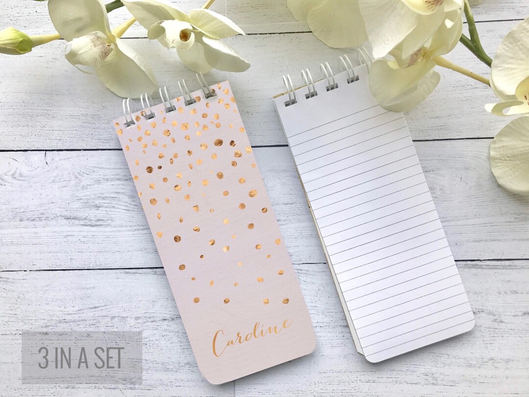 Blush Pink Notepad, Spiral Bound, Set of 3 Personalized Note Pads, To ...