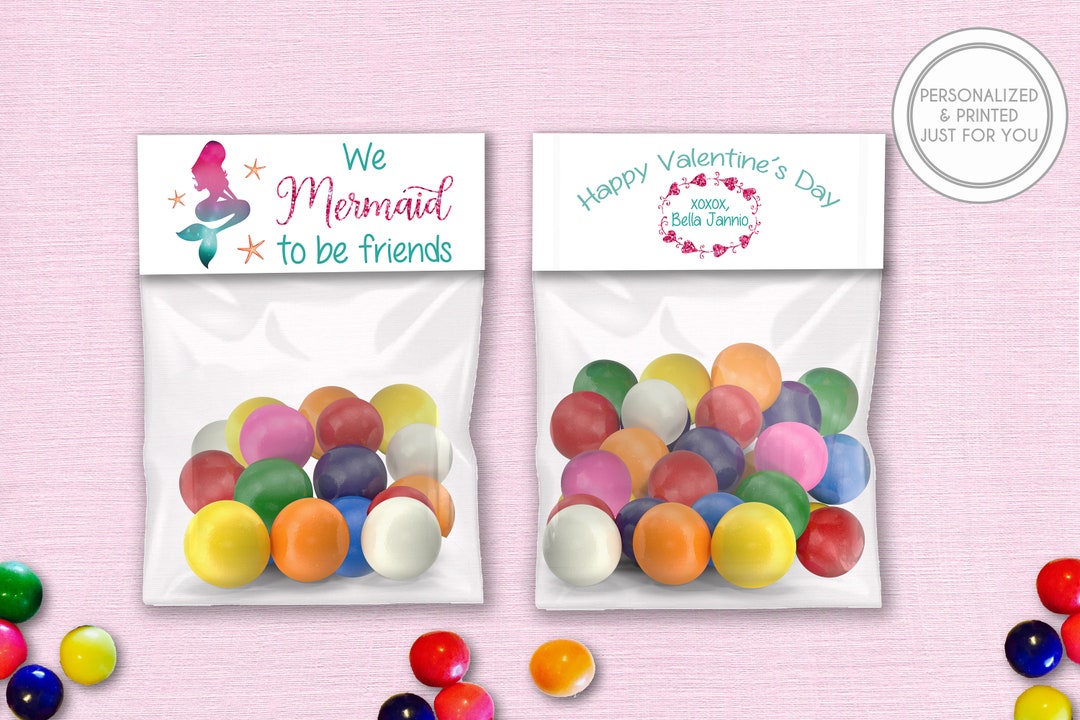 Valentines Day Bag Toppers, Personalized Valentines Day Cards, Printed ...