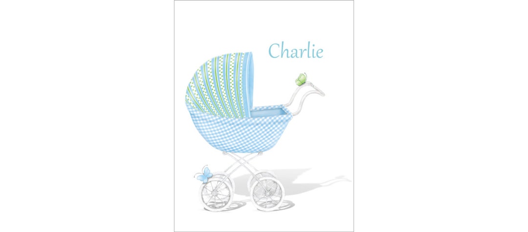 Personalized Baby Boy Note Cards, Baby Blue Stroller Stationery, Birth ...