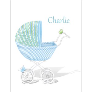 Personalized Baby Boy Note Cards, Baby Blue Stroller Stationery, Birth ...