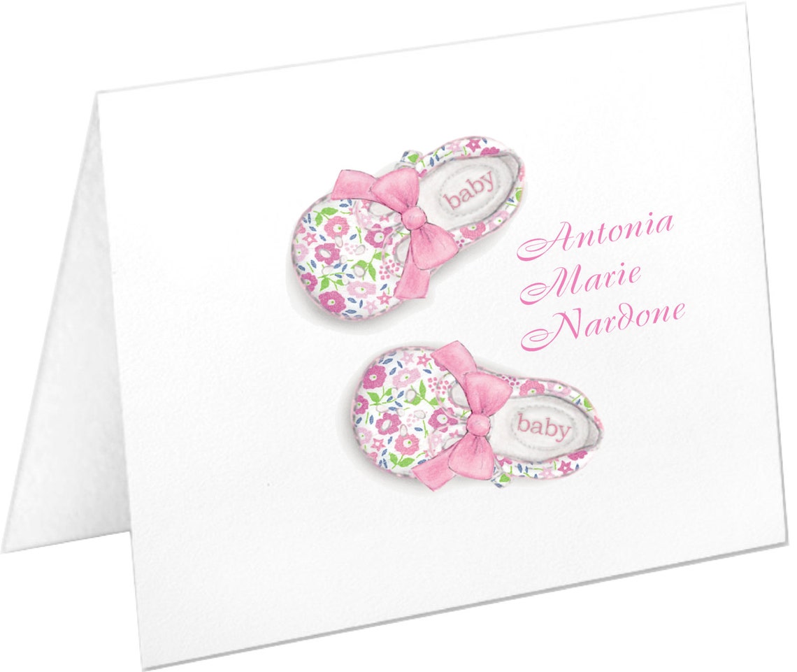 Personalized Baby Girl Stationery Baby Shoes Baby Note - Etsy