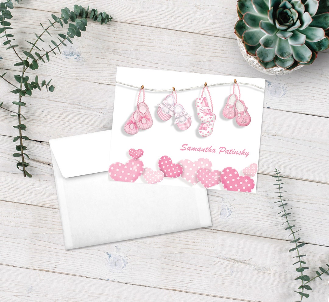 New Baby Girl Stationery, Personalized Note Cards, Stationery Set, Baby ...