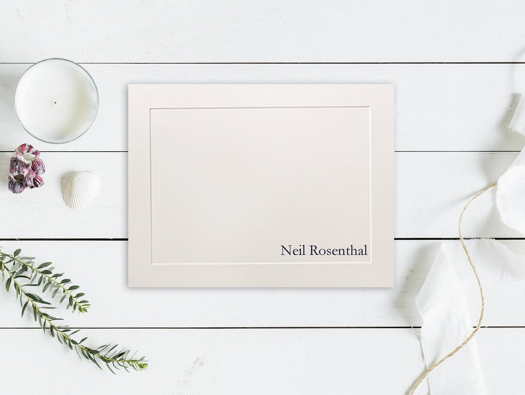 Personalized Stationery Set, Flat Note Cards, Embossed Panel Note Cards ...