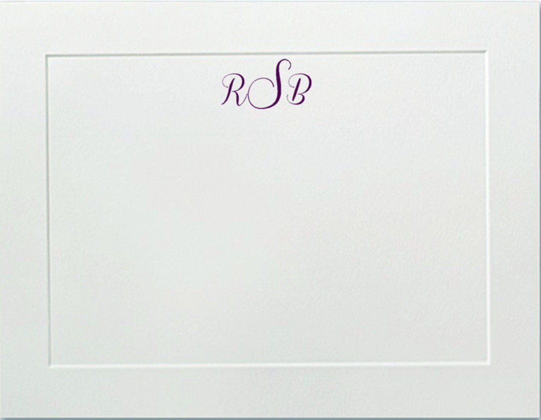 Embossed Panel Monogrammed Personalized Flat Note Cards, Stationery ...