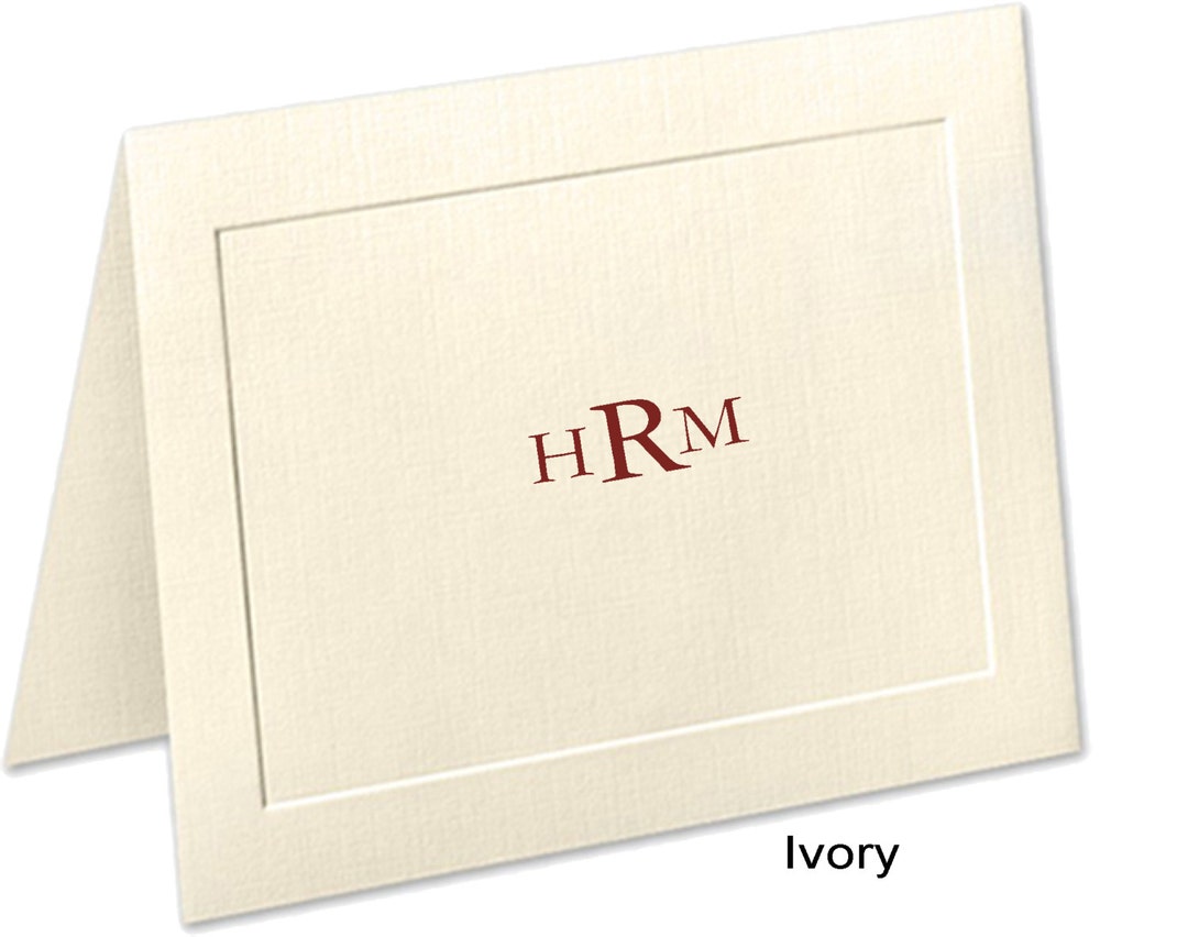 Embossed Panel Monogrammed Personalized Folded Note Cards, Stationery ...