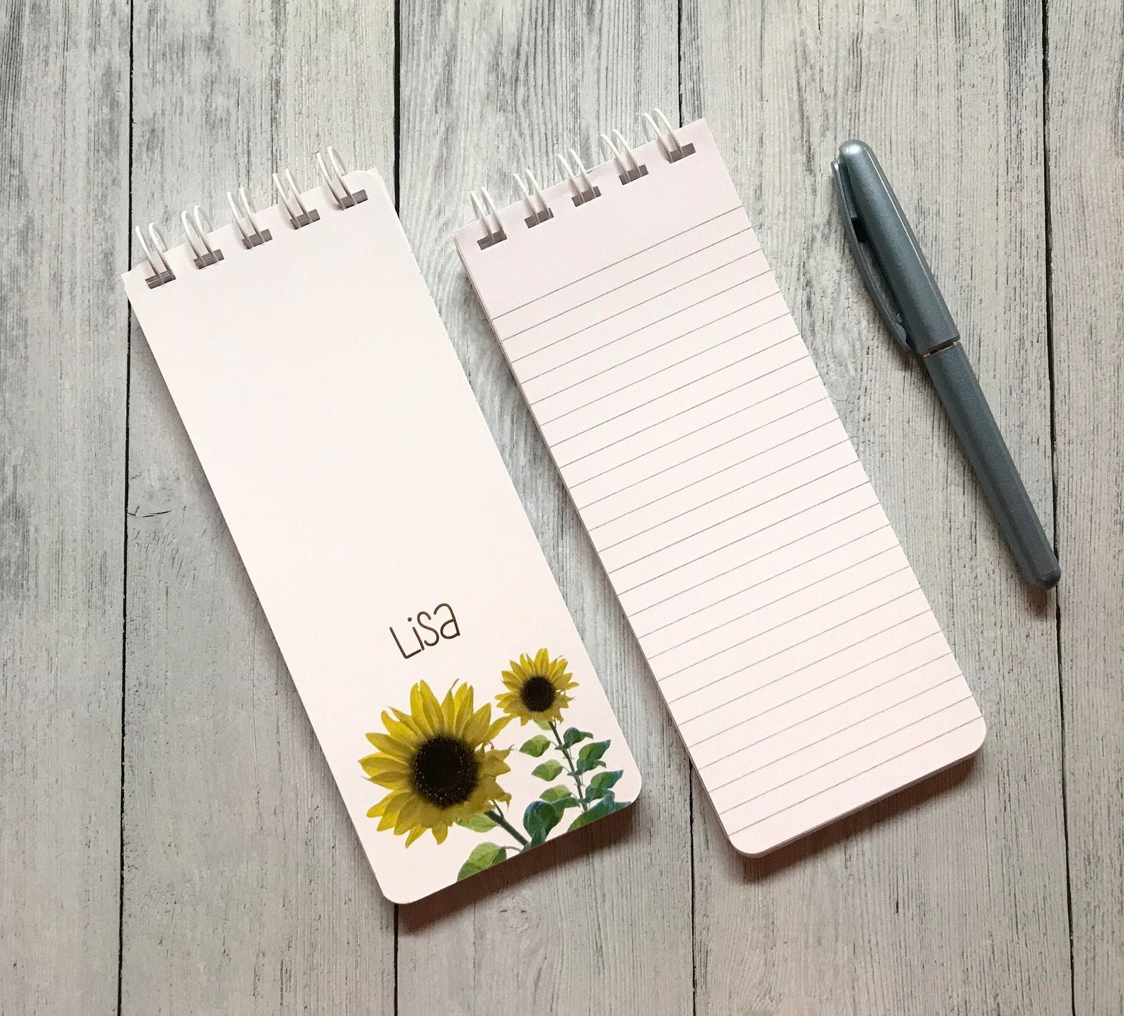 Sunflower Notepad Spiral Bound Set of 3 Personalized Note | Etsy