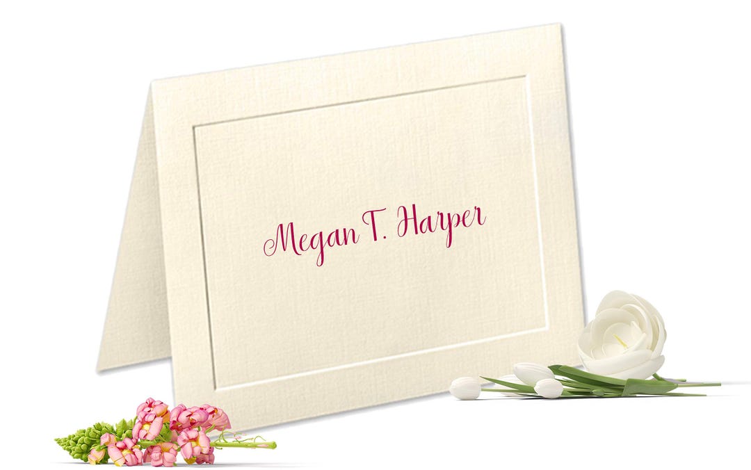 Embossed Panel Personalized Note Cards, Linen Notecards, Personalized ...