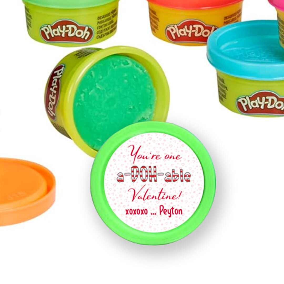 Kids Valentines Play Dough, Personalized Valentines Day Party Favors ...