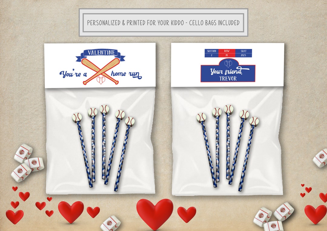 Baseball Valentines Day Cards, Softball Valentines Cards, Personalized ...