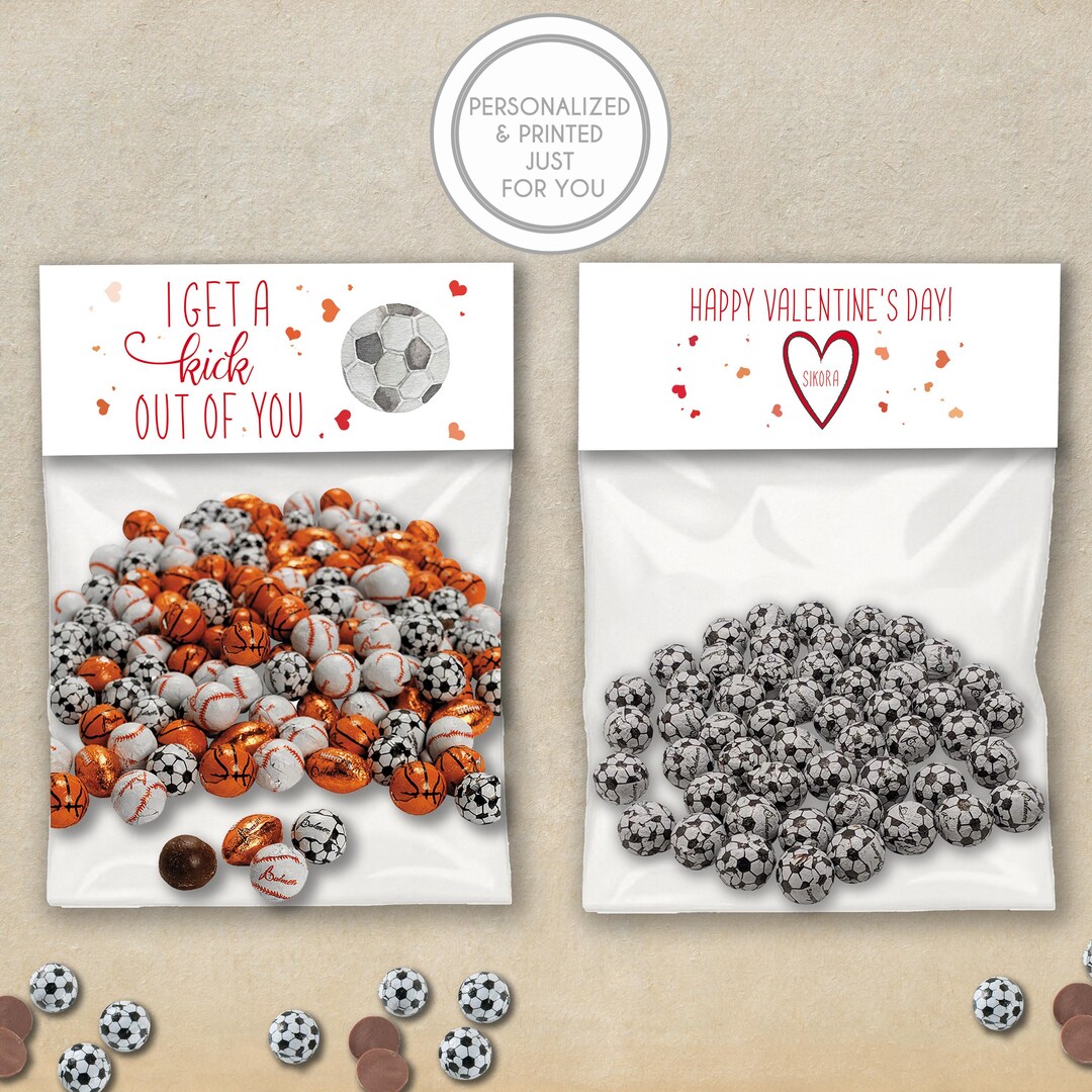 Soccer Valentines Day Cards, Personalized Valentines Day Bag Toppers ...