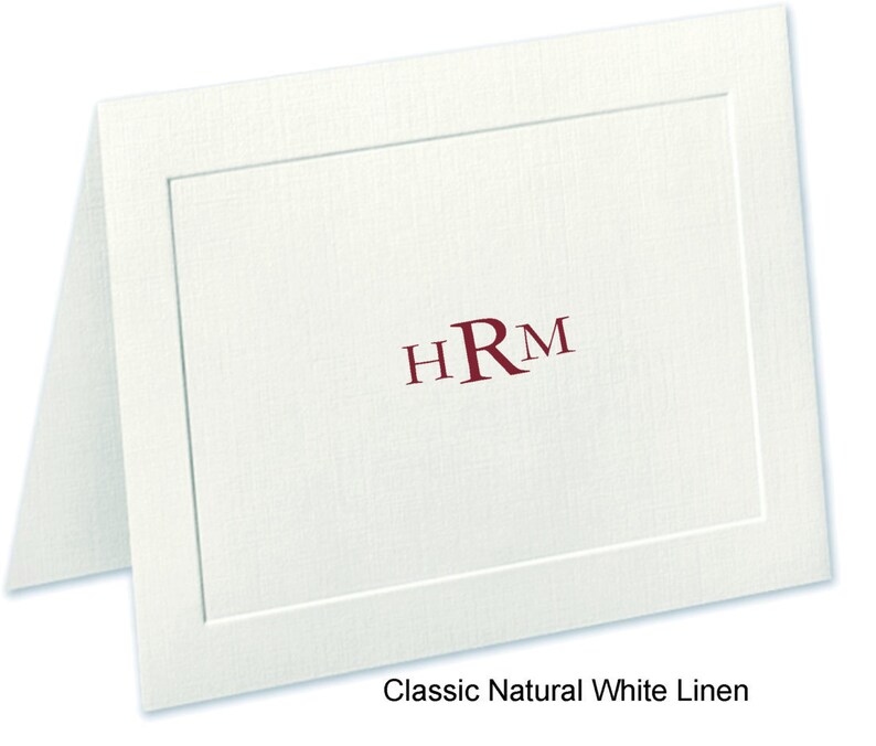 Embossed Panel Monogrammed Personalized Folded Note Cards, Stationery ...